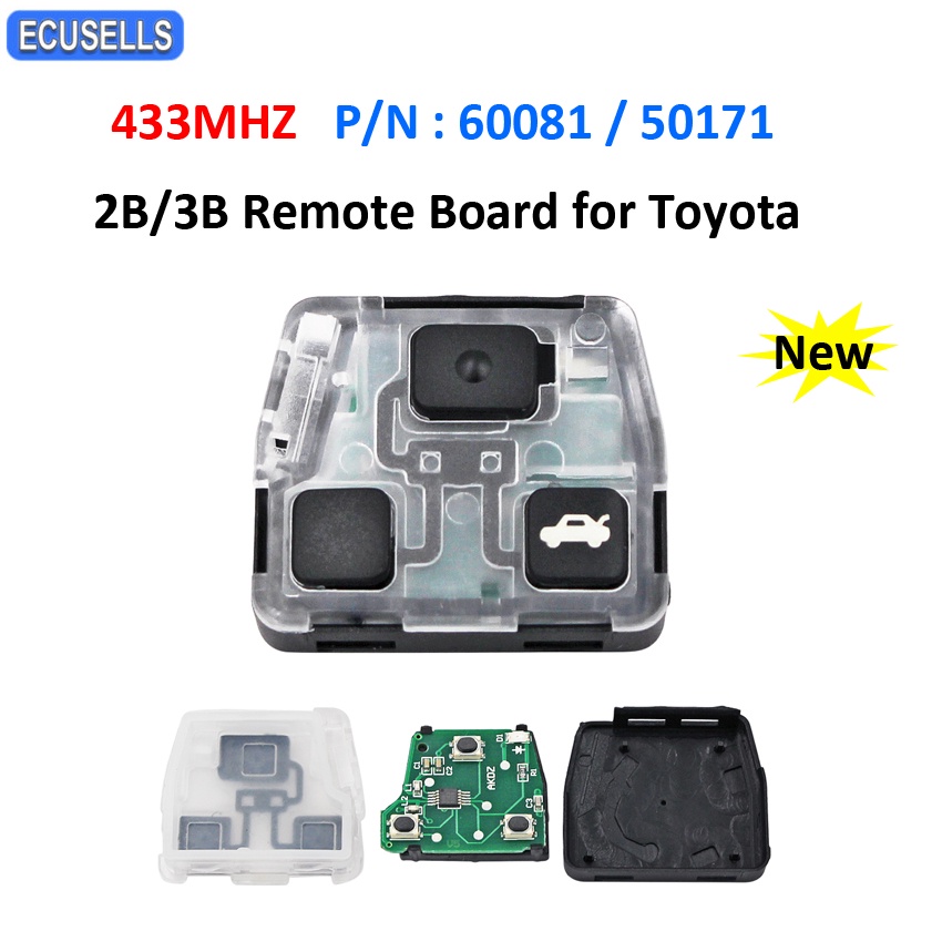 2 Buttons / 3 Buttons Remote Circuit Board PCB 433Mhz for Toyota Prado ...
