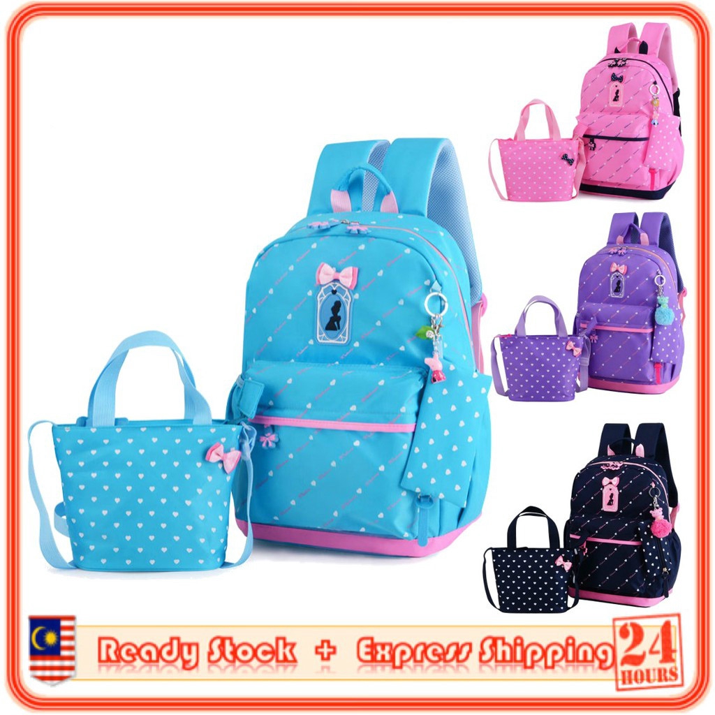 Children Kid Girl Polka Dot Backpack School Bag Beg Sekolah Budak Kanak ...