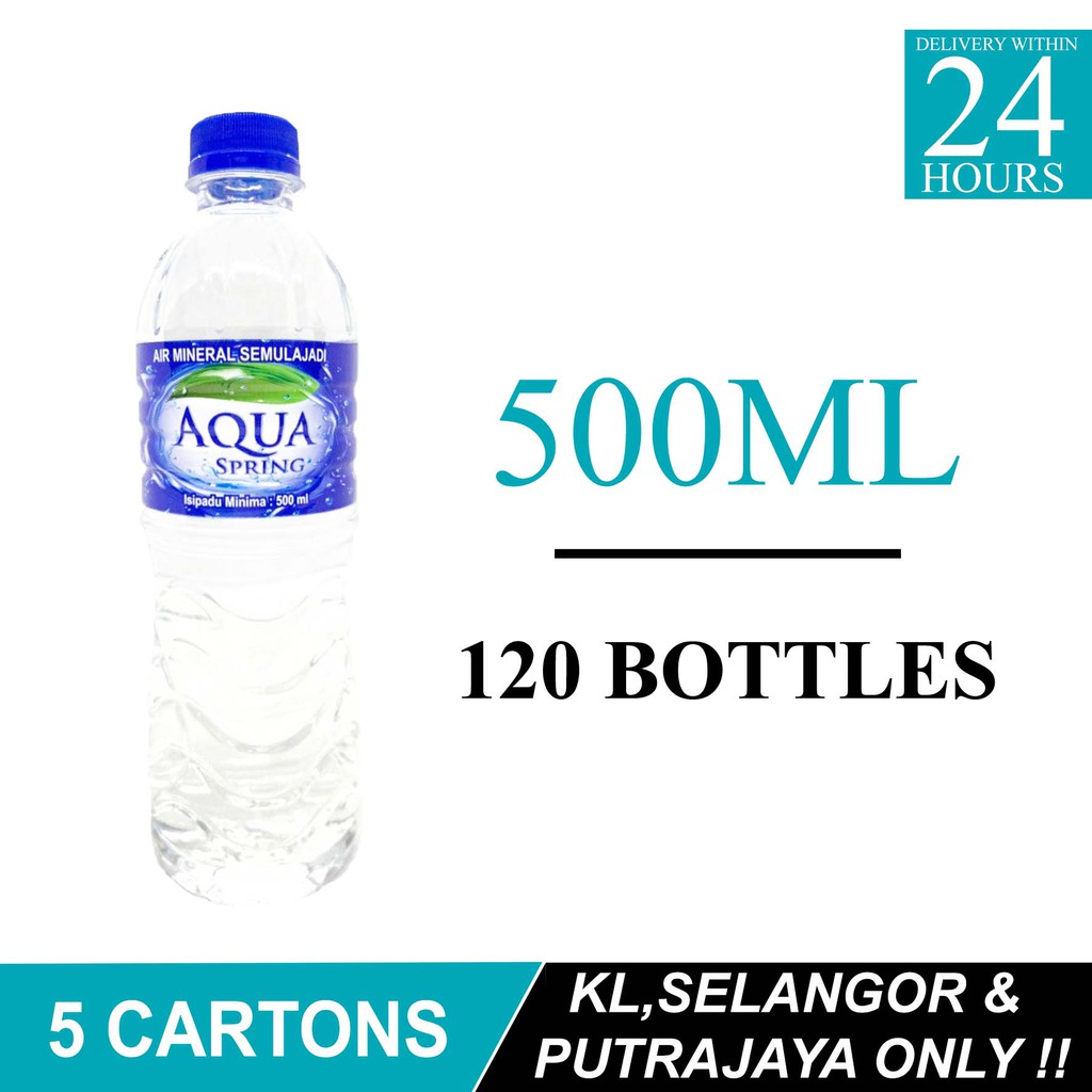 AQUA SPRING Mineral water - 500ml X 24 Bottles (120 BOTTLES) | Shopee ...