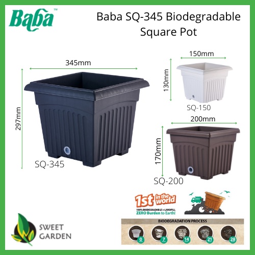 Baba SQ-150 / SQ-200 / SQ-345 Biodegradable Square Pot | Shopee Malaysia