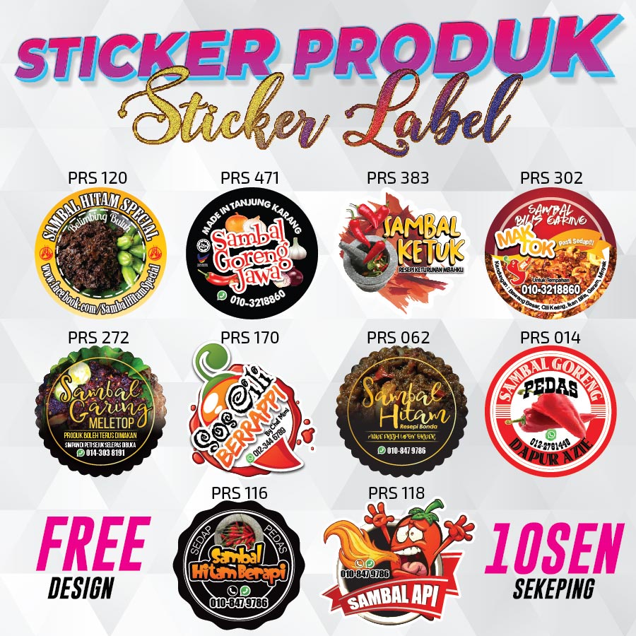 Sticker Label Produk | Sticker Produk Sambal | Sticker Cookies, Kek ...