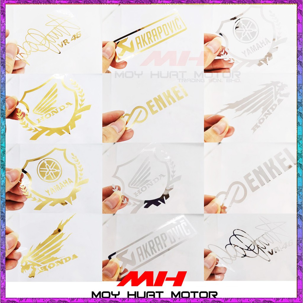 STICKER MOTOR RESIN EPOXY MOTORCYCLE CHROME GOLD SILVER YAMAHA HONDA ...