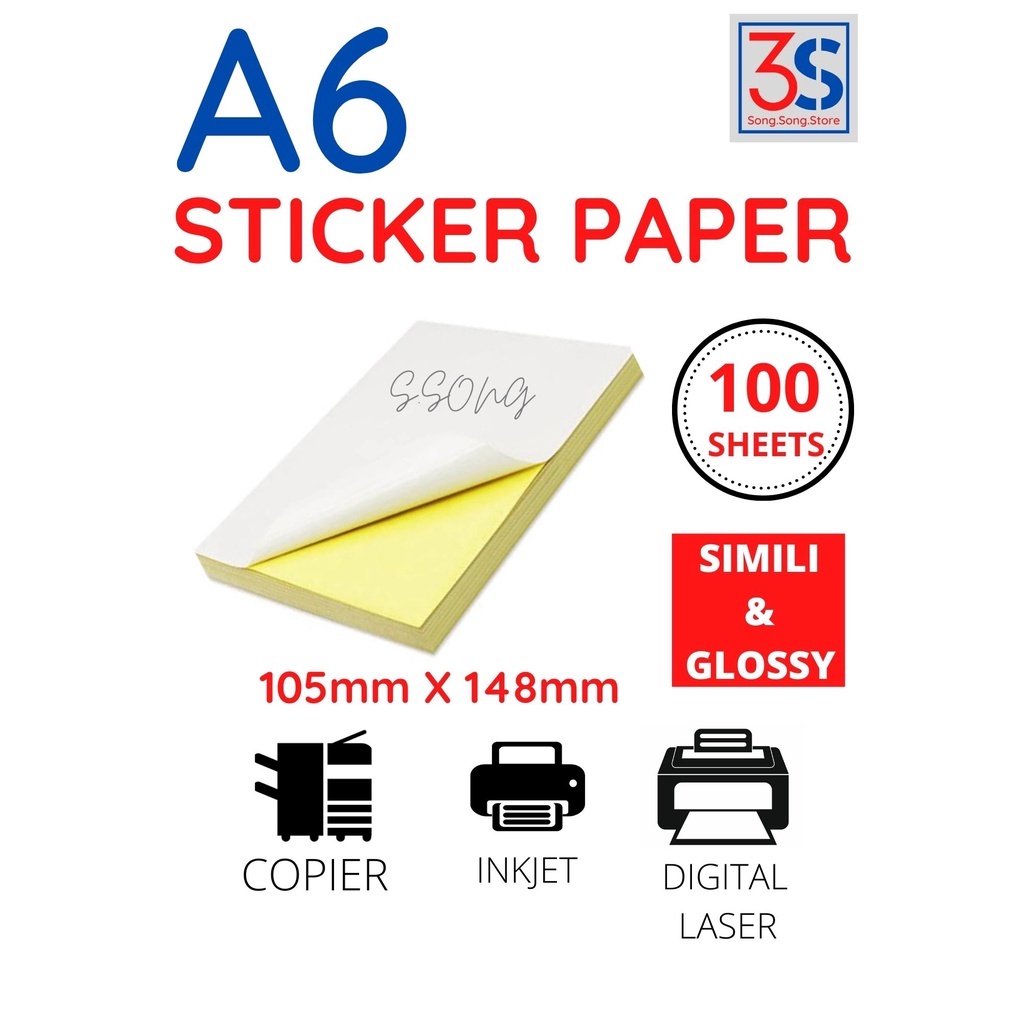 [ A6 ] SIMILI / GLOSSY STICKER 100 SHEETS / AIRWAY BILL STICKER ...
