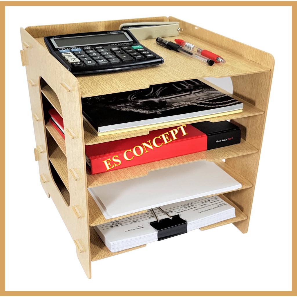 Wooden 5 Layer Desktop Rack, Wooden 5 Layer Table Rack, Document Rack ...