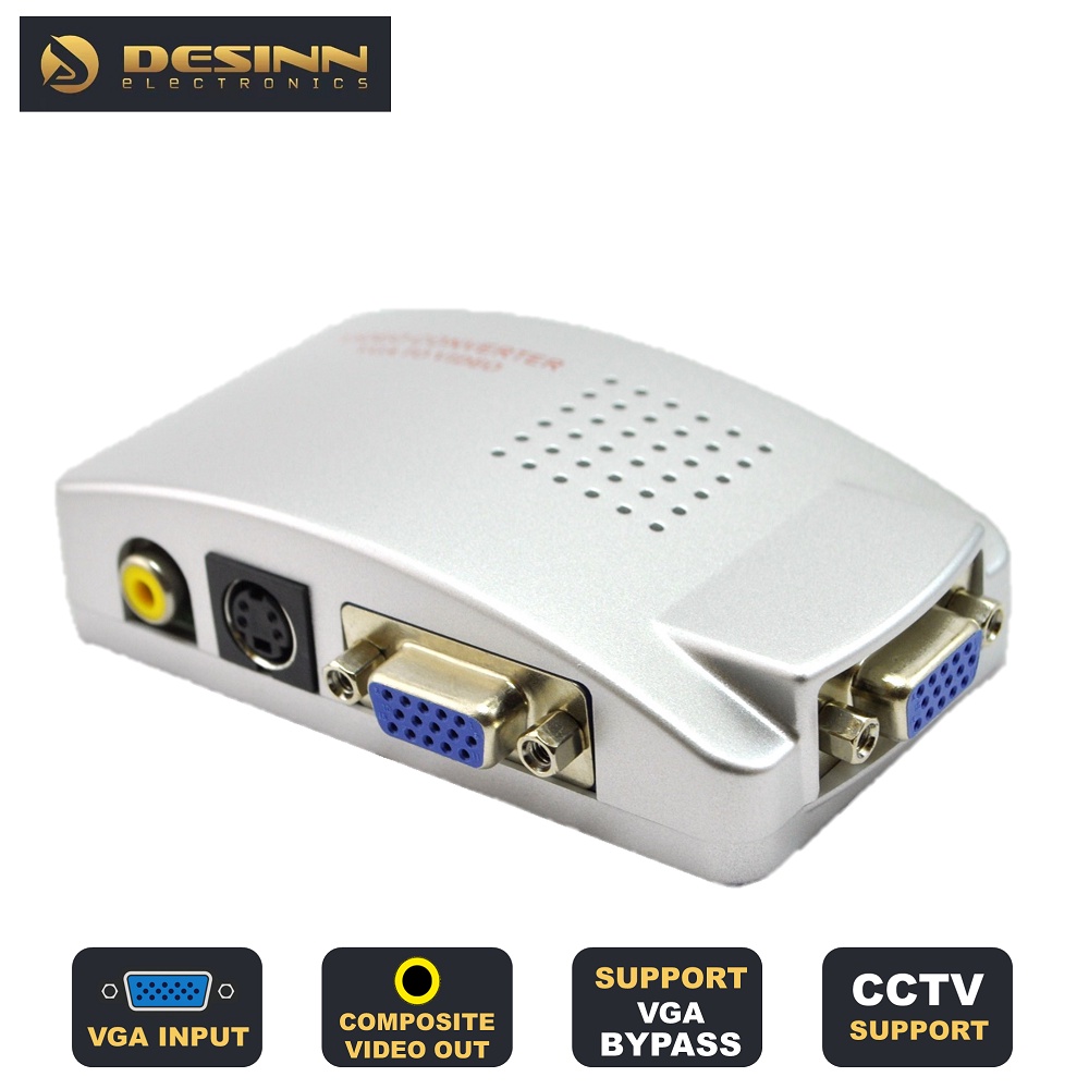 DESINN (PC to TV) VGA to TV / AV / RCA Converter | Shopee Malaysia