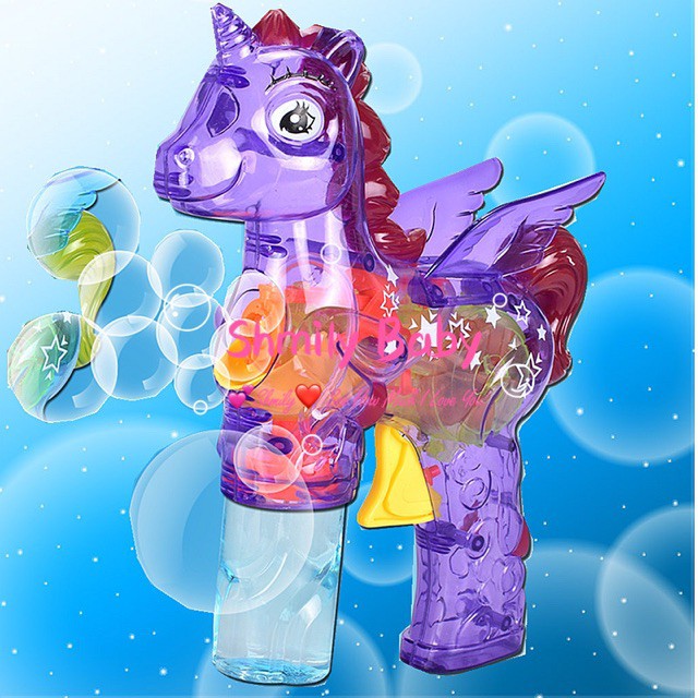 Little Pony Bubble Gun with Light function (2 Refill pack Bubble liquid ...