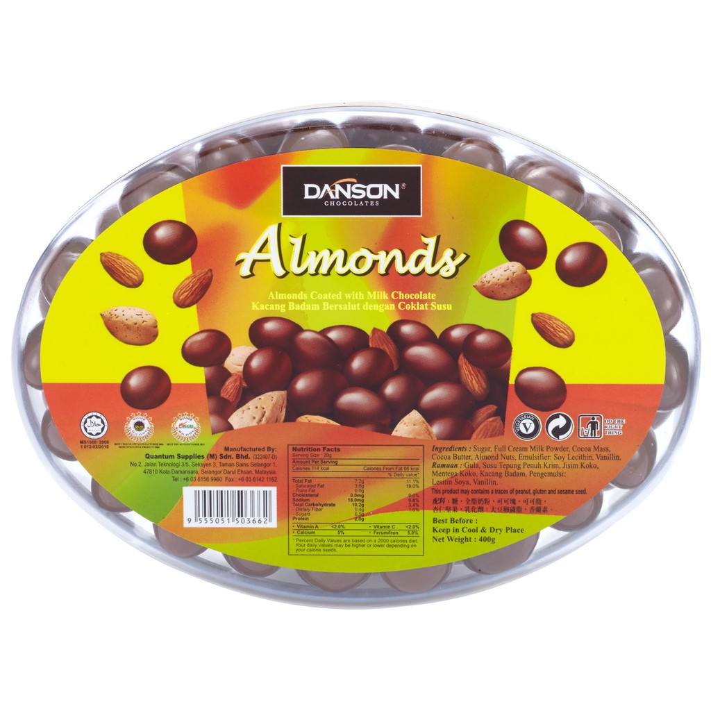 Danson Almond Coated Milk Chocolate 400g Oval Container | Shopee Malaysia