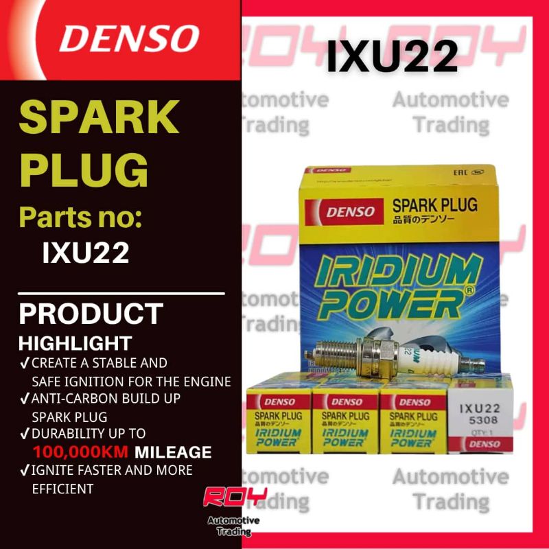 100% ORIGINAL DENSO Iridium Power IXU22 Spark Plug For Perodua Myvi ...