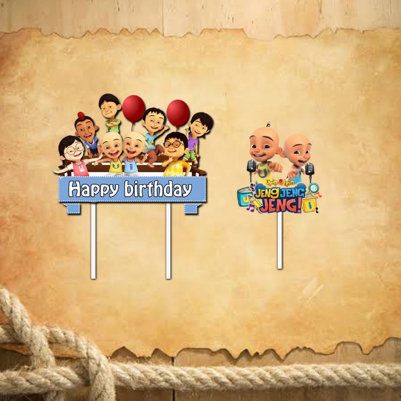 Happy birthday cake Topper upin & ipin birthday cake Decoration ...