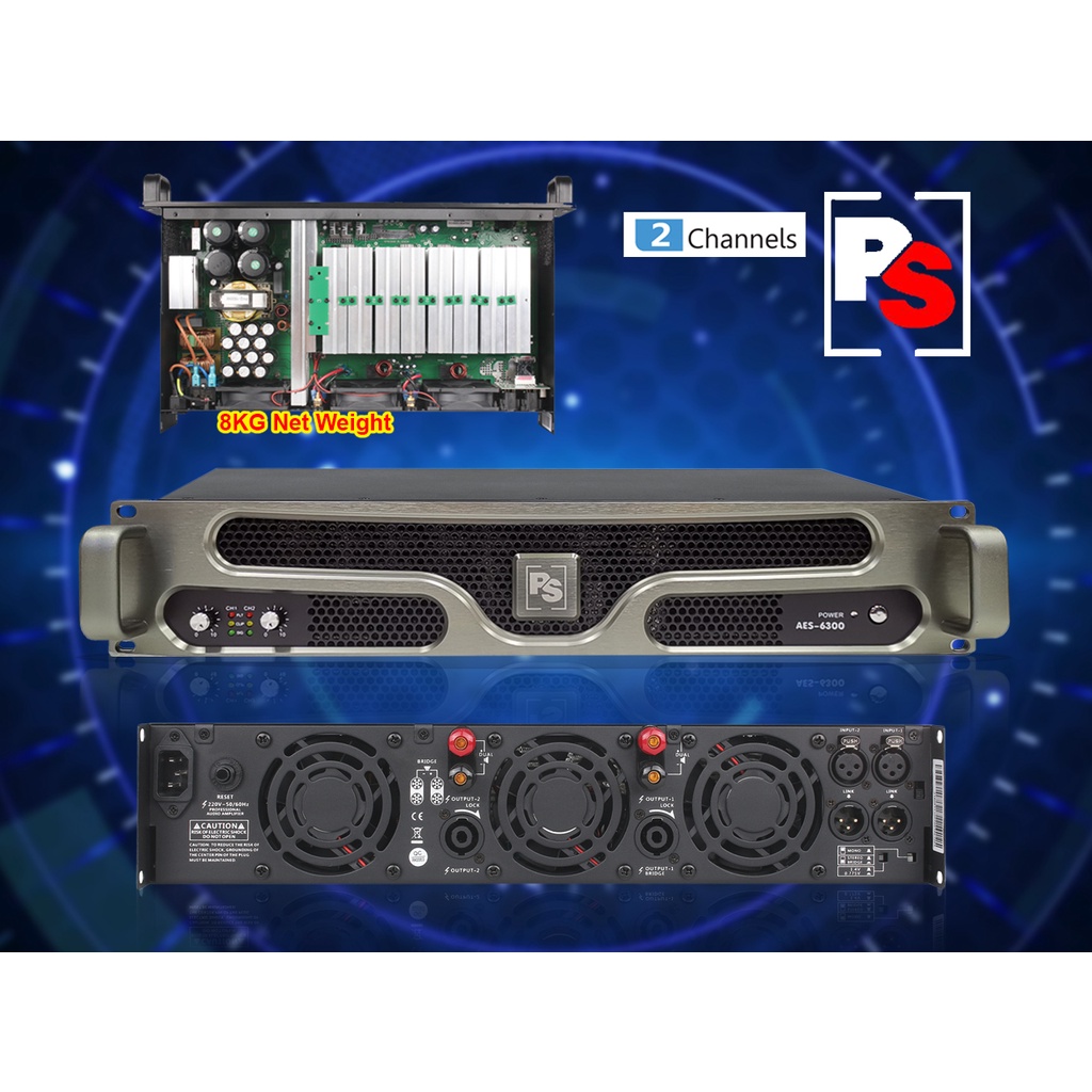 PS Pro Sound Stage Audio AES-6300 Professional Power Amplifier Light Weight Amplifier Power Amp ...