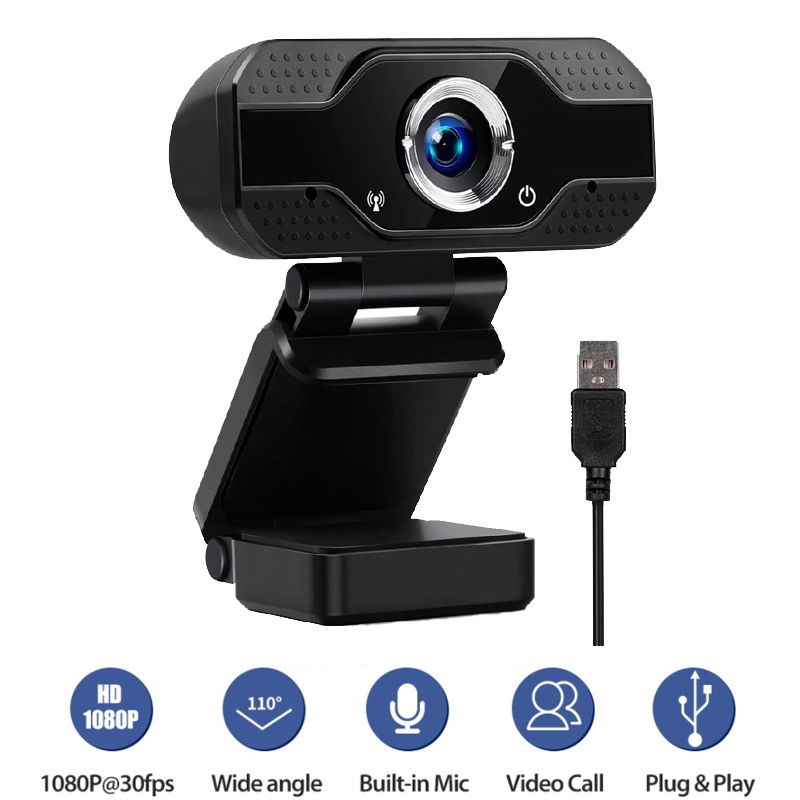 FULL HD 1080P Webcam Web Camera Microphone 360 Degree Adjust USB Plug ...