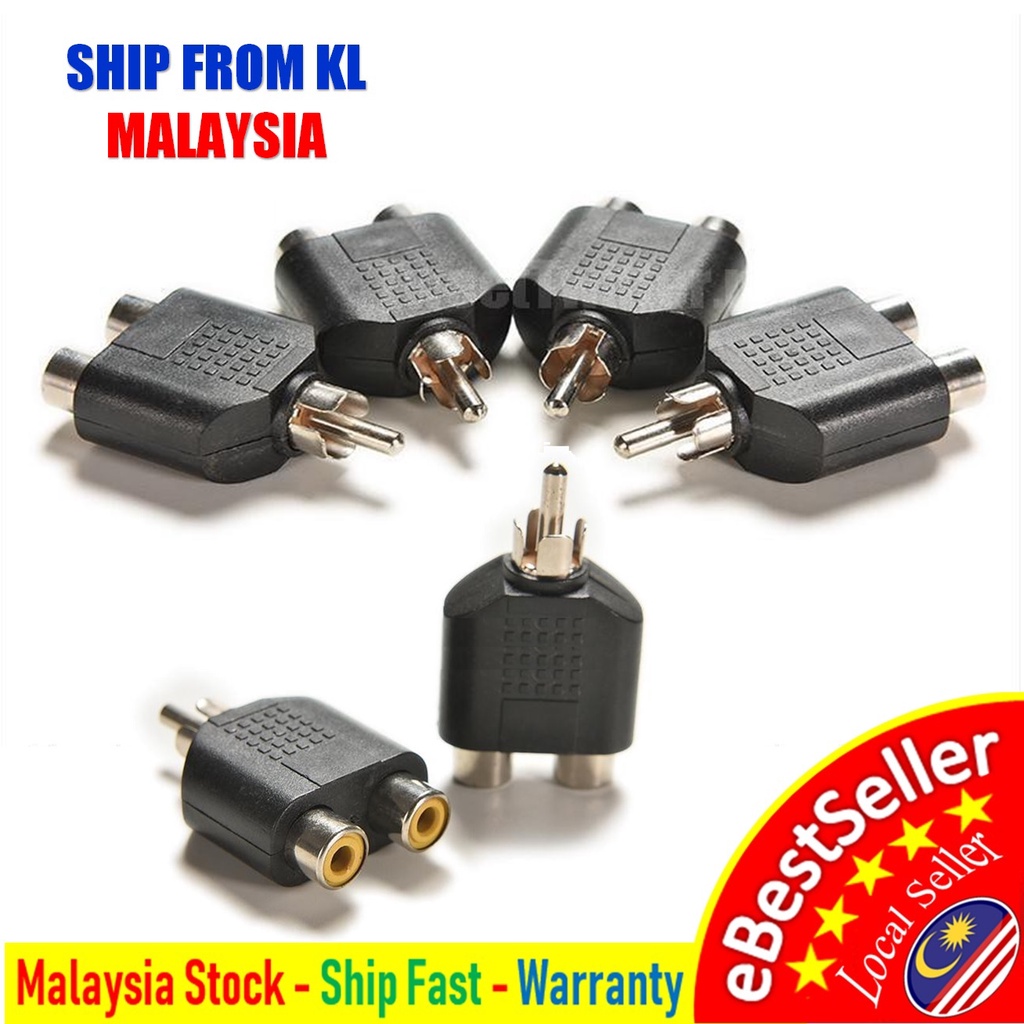 RCA jack Y Splitter RCA SPLITTER 1 IN 2 Out AV Audio Video Adapter ...