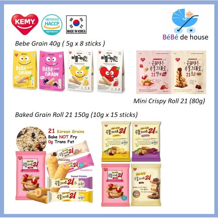KEMY Kids Bebe Little Grain (40g) / Baked Grain Crispy Roll 21 (150g ...