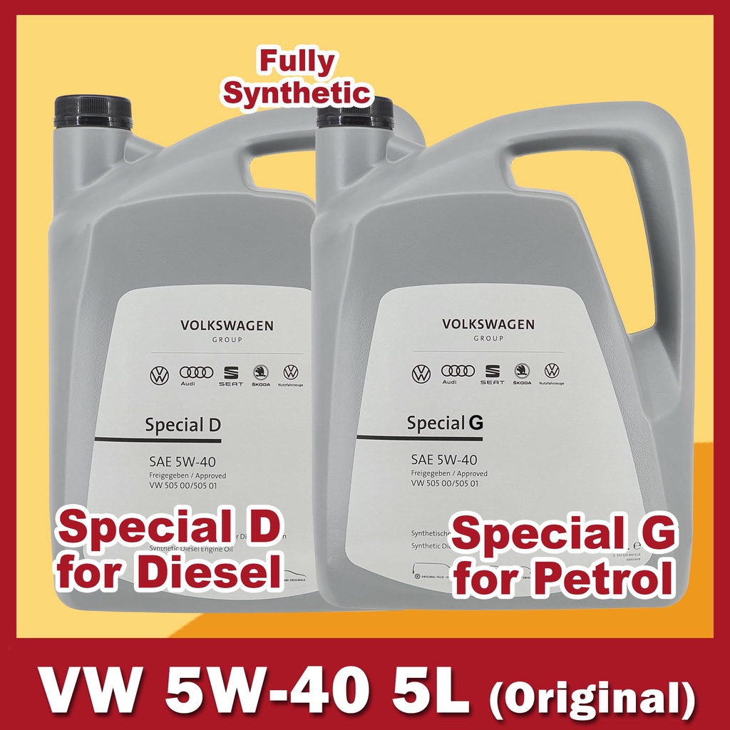 Volkswagen VW 5W40 Fully Synthetic Special D Engine Oil (5W-40) - 5L ...