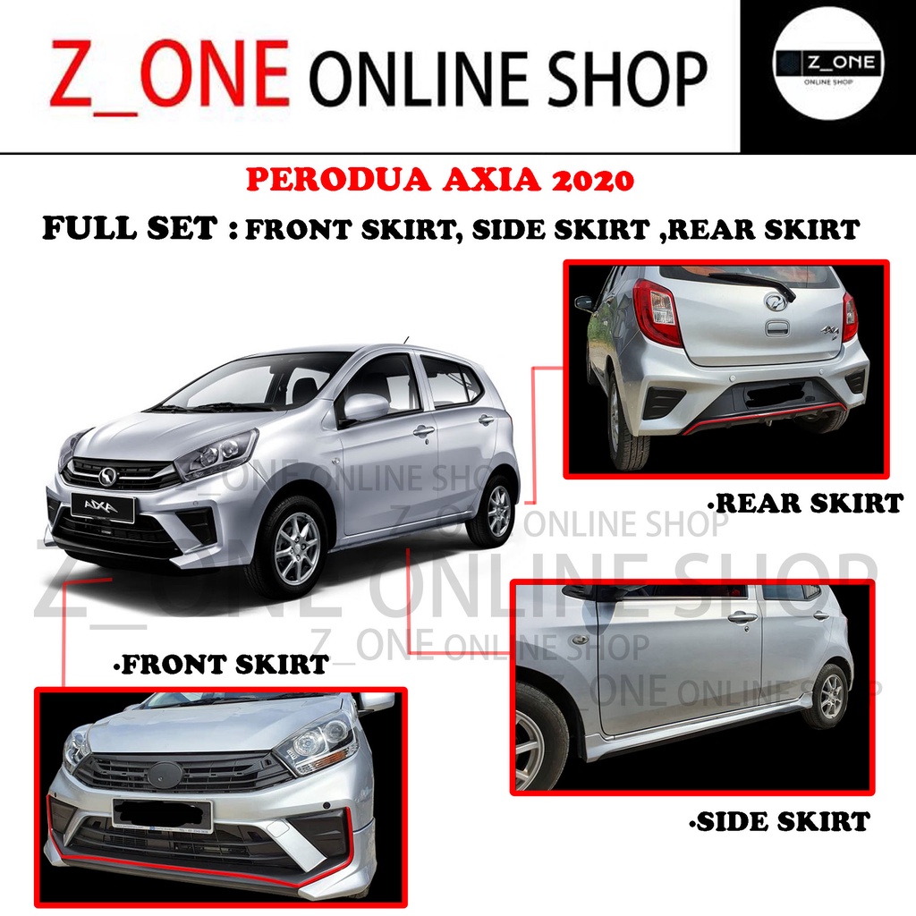 PERODUA AXIA 2020 (FRONT SKIRT ,SIDE SKIRT ,REAR SKIRT) GEAR UP (GU ...