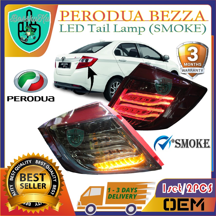 Perodua Bezza LED Light Bar Tail Lamp With Running Signal (SMOKE ...