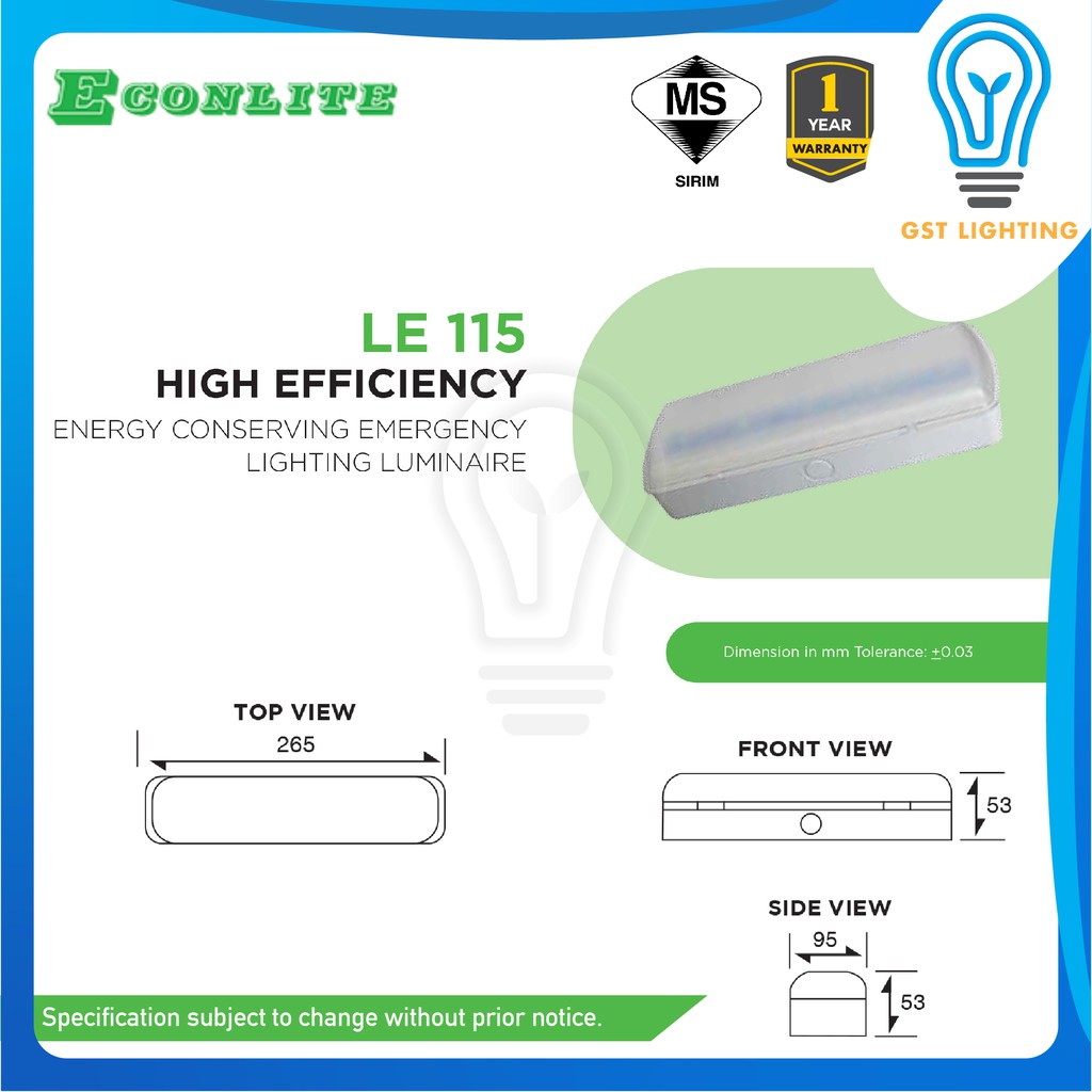 Econlite LE115 Surface Type LED Emergency Light | Sirim / Bomba ...