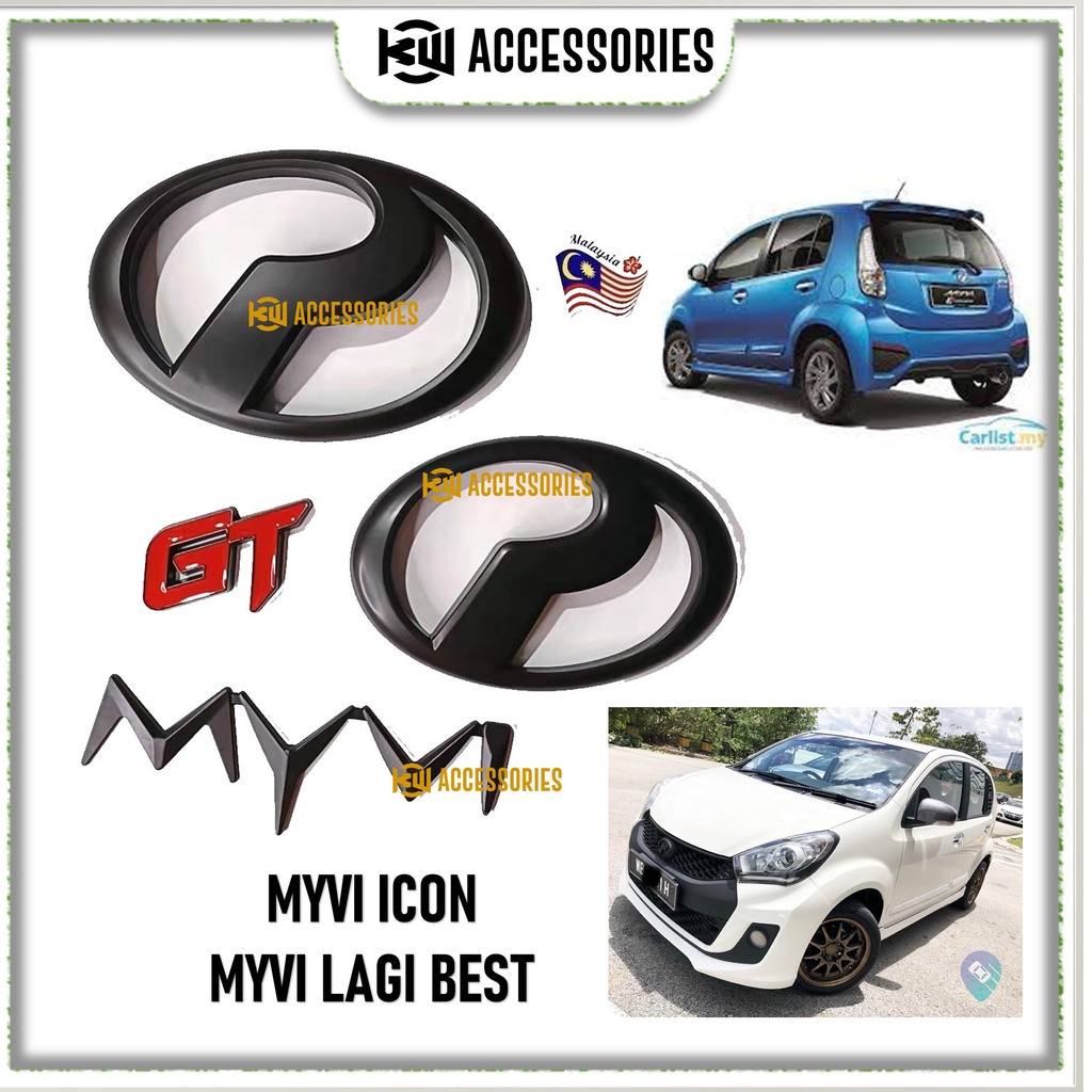PERODUA MYVI LOGO 2011-2017 MATTE BLACK LOGO EMBLEM 4pcs set | Shopee ...