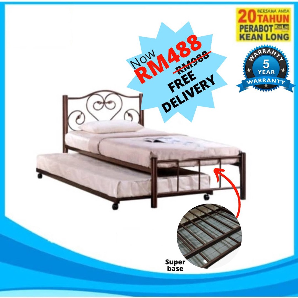 KLSB 3feet Single Metal Bed with Pull Out Bed Frame/ Katil Bujang Besi ...