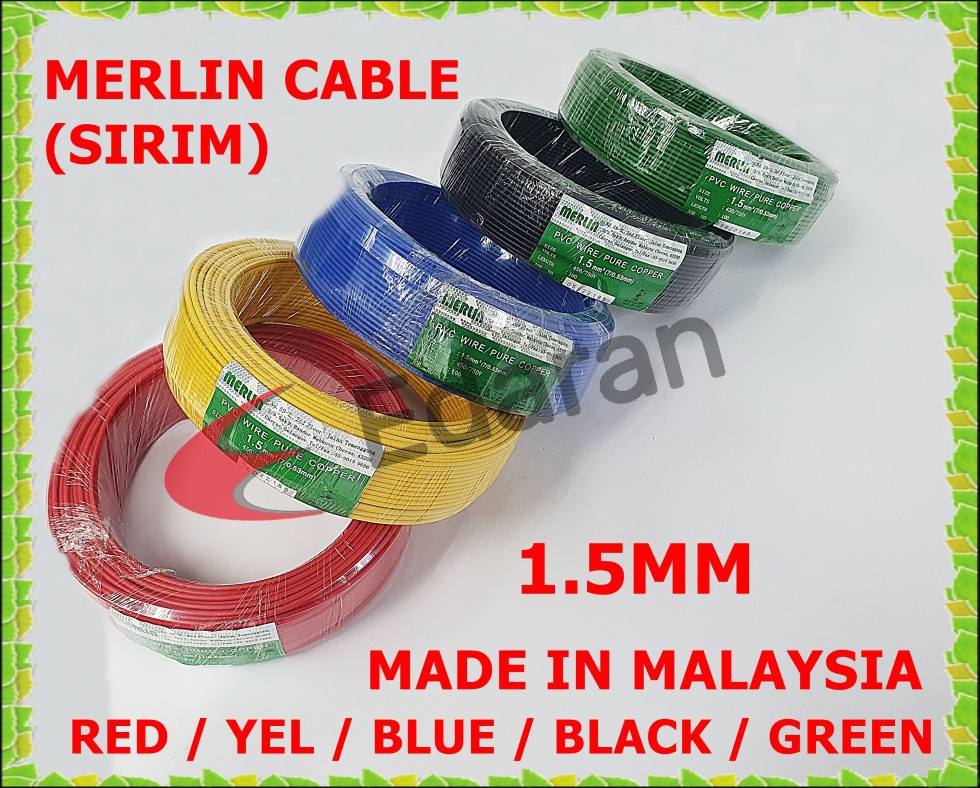 MERLIN 1C 1.5MM SQ PVC CU CABLE (PER COIL) - (RED / YELLOW / BLUE ...