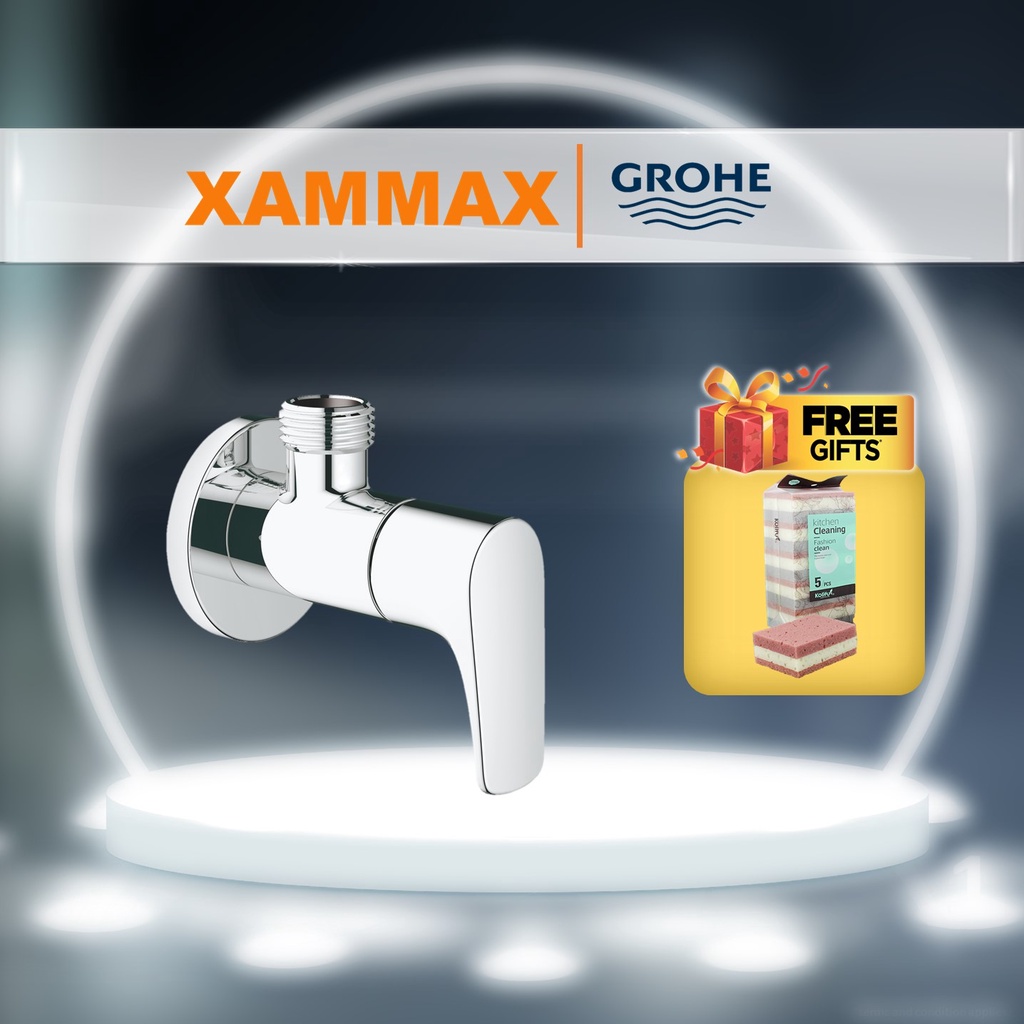 Grohe - BauFlow 22005000 Angle Valve 1/2" / StarLight Chrome Finish ...