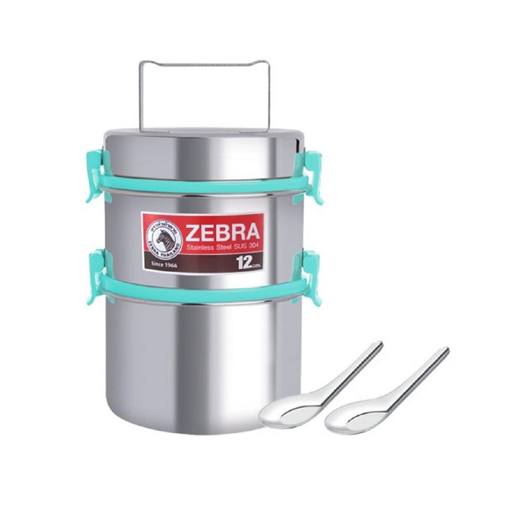 Zebra Smart Lock II Food Carrier with 2 Pcs Chinese Spoon (12cm X 2 ...