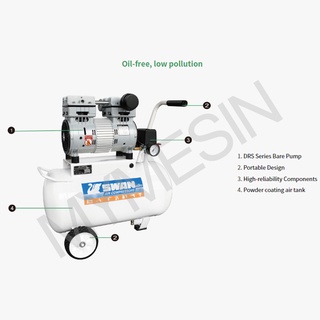 MY Swan DRS-210-22 1HP Oil Less Air Compressor DR Series Super Silent ...