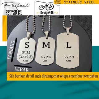 (Costume Made) Engrave Personalized Rantai Nama , Army Military Dog Tag ...