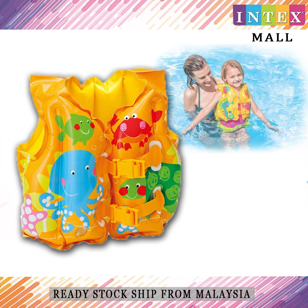 INTEX Tropical Buddies Inflatable Kid Swim Vest Life Jacket (41cm x ...