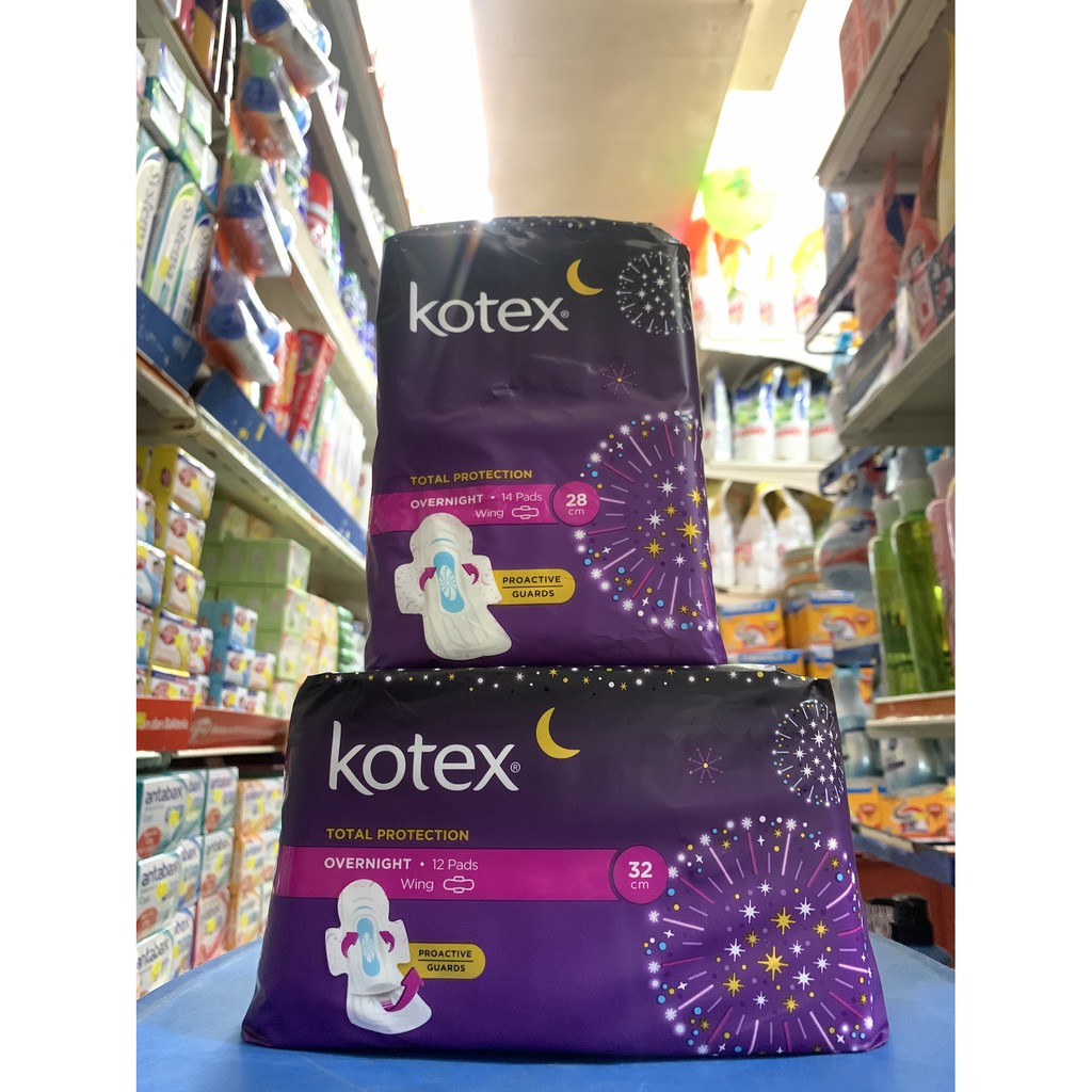 Kotex Total Protection Overnight (Wings 32cm 12 Pads/ Wings 28cm 14 ...