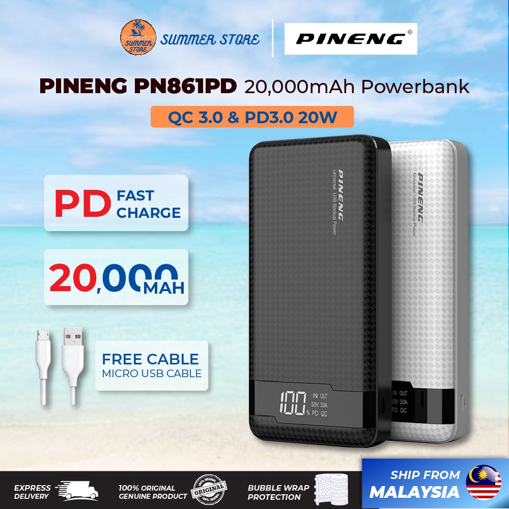 Pineng PN861PD Powerbank Slim Design Power Bank Quick Charger PD Fast ...