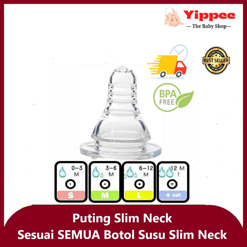 [Standard Neck 3.5cm] Puting Susu Slim Standard Neck Pupici Soft Teat Feeding Nipple for Pigeon ...