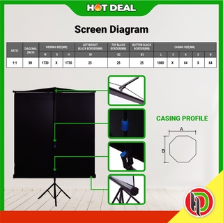 Hotdeal Meki 70" x 70" ( 6 x 6 ) Portable Tripod Projector Screen Skrin ...