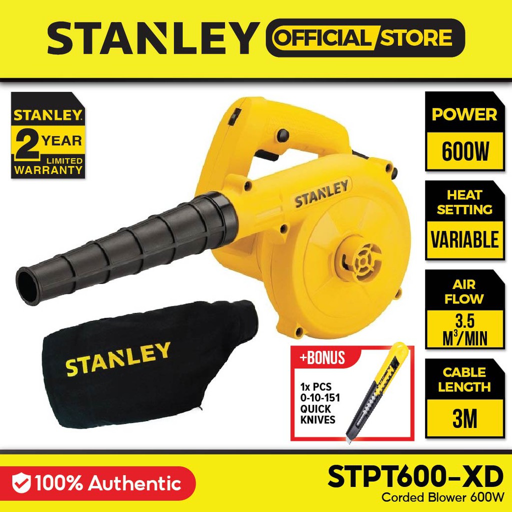 Stanley STPT600 Corded Blower 2 In 1 Functions (600W/0-16000 RPM/3.5 M2 ...