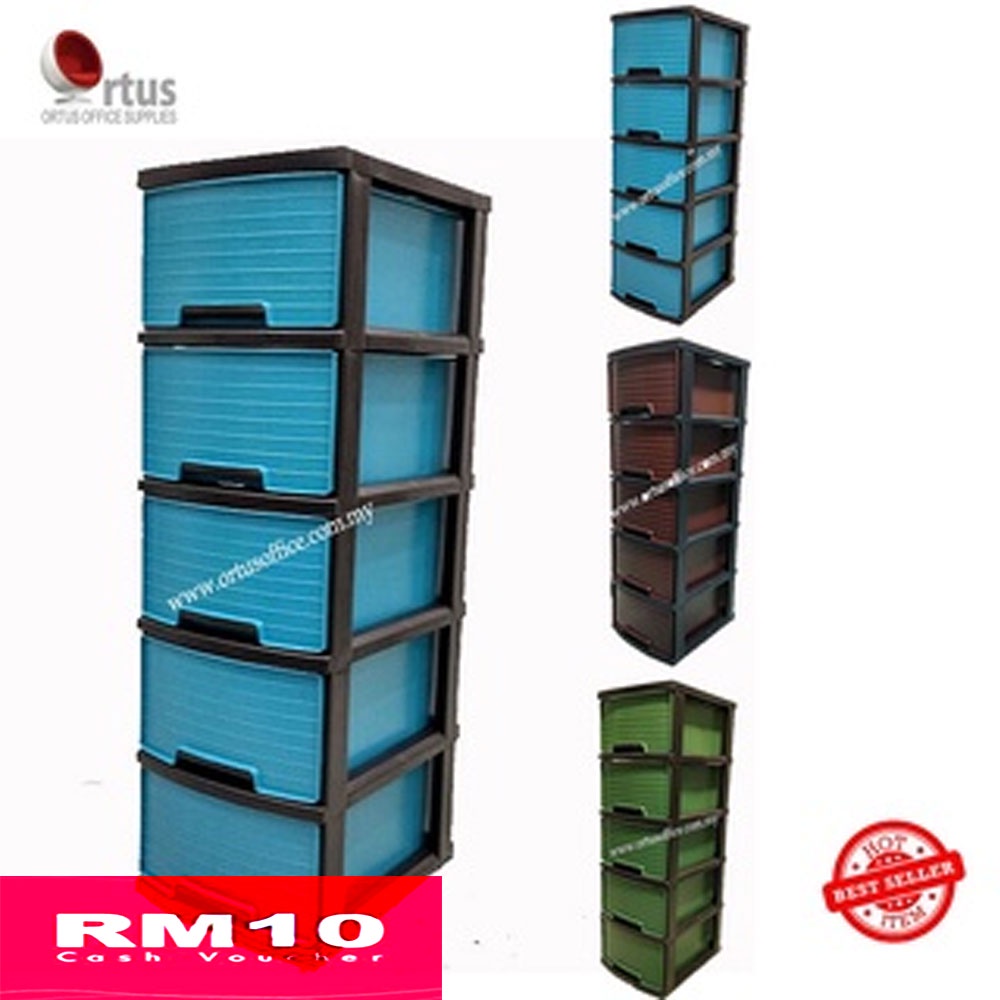 *Fully Assembled* 5 Tier Plastic Cabinet / Plastic Drawer / Almari Baju ...