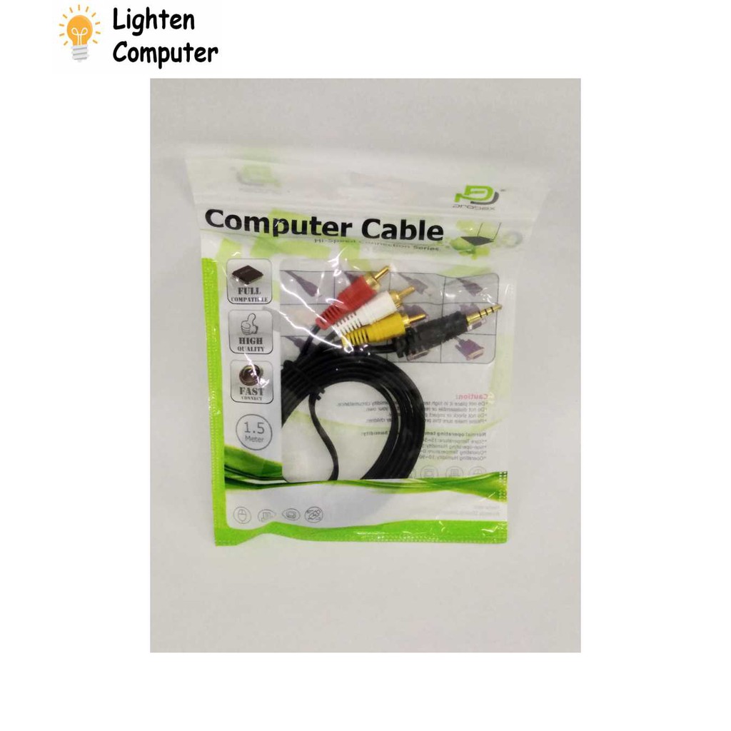 PROBEX AUDIO 3.5mm Male to 3RCA Male Cable 1.5meter - Computer / Laptop ...