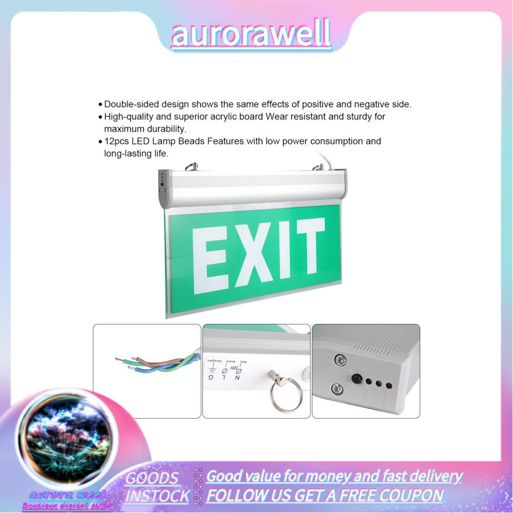 Aurorawell More Than 90 Minutes Lighting LED Emergency Exit Sign Wear ...