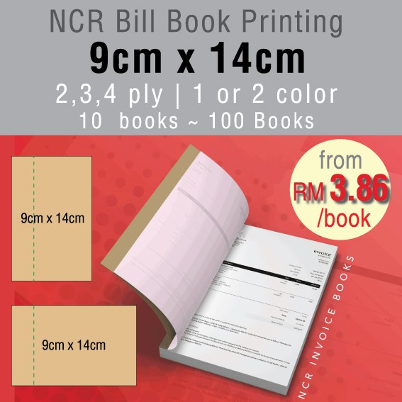 9cm x 14cm NCR Bill Book Custom Printing Receipt Invoice Payment ...