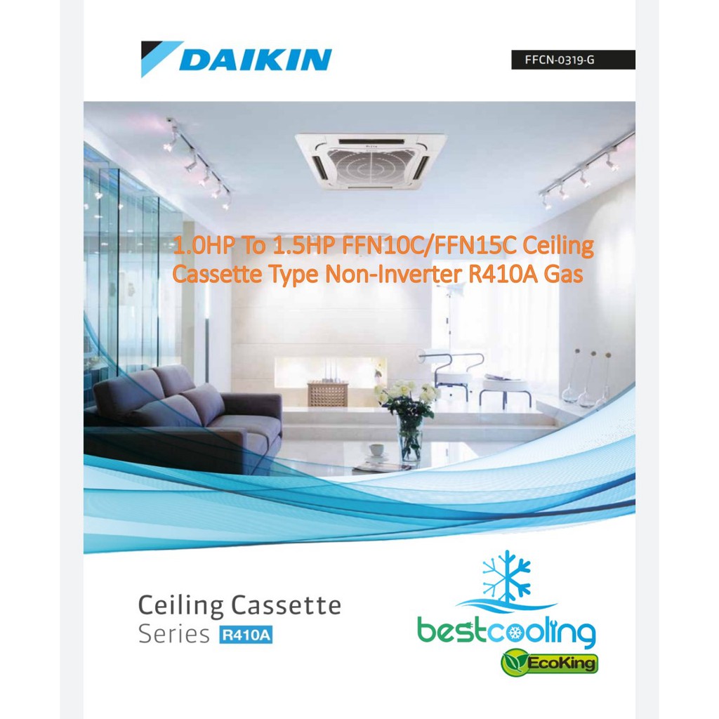 Daikin 1.0hp/1.5hp ceiling cassette type air cond non-inverter r410a ...