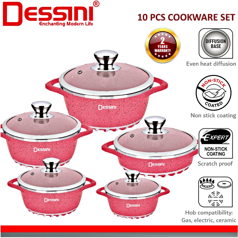 ORIGINAL - DESSINI ITALY JE-10-S Die Cast Aluminium 10 Pcs Casserole ...