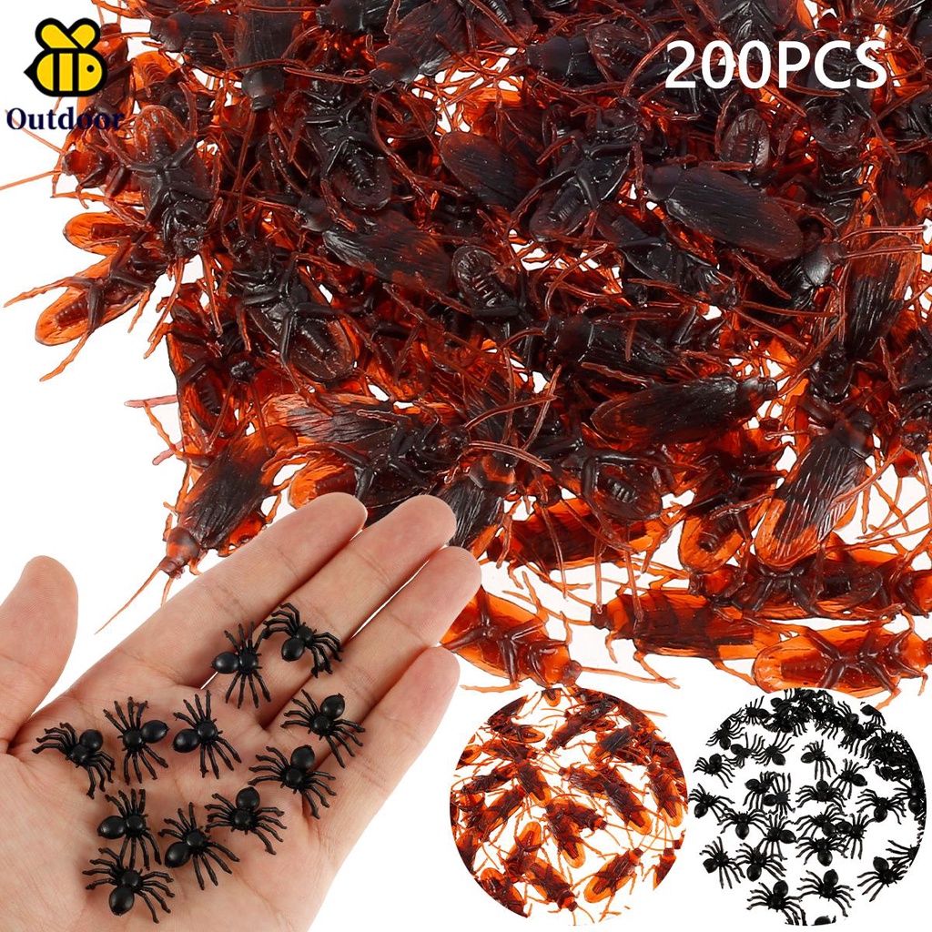 200Pcs Realistic Bugs Prank Fake Roaches Plastic Cockroaches Bug Small ...
