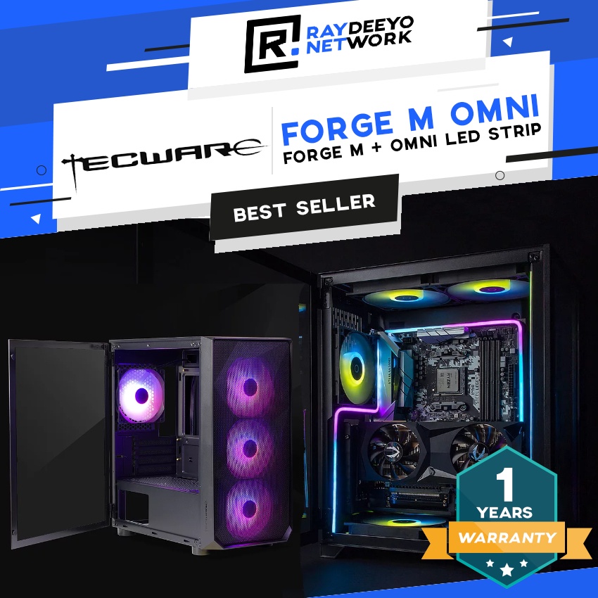 Tecware FORGE M TG (Stealth Black/ARGB Edition/ARGB with OMNI LED Strip ...