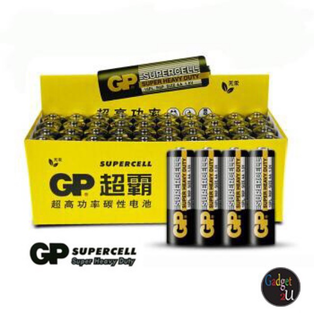 Original GP AA/AAA Supercell Heavy Duty Battery (1Box-40pcs) | Shopee ...