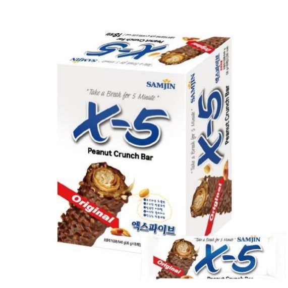 Korea Samjin X-5 Chocolate Peanut Crunch Bar (Original Flavour) (36g ...