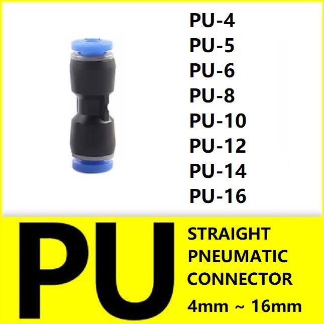 [READY STOCK] PU-4 to PU-16 Straight Pneumatic Fitting Air Hose Tube Quick Connector 4mm 5mm 6mm ...