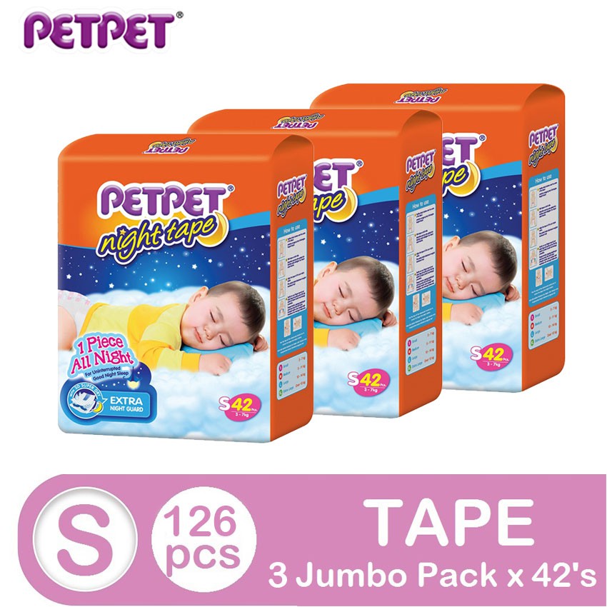PETPET Night Tape Diaper Jumbo Packs (3packs) | Shopee Malaysia