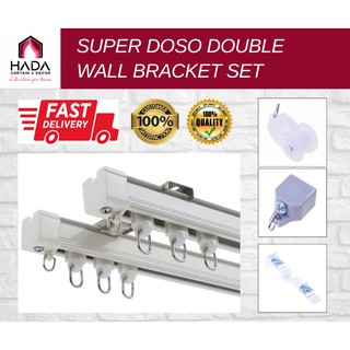 SUPER DOSO Double Set - Besi Langsir Rod - Curtain Rail - Rail Langsir ...