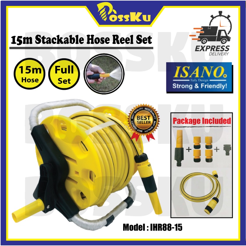 ISANO 1/2" x 15m Stackable Garden Hose Reel / Water Pipe / Getah Pipe ...
