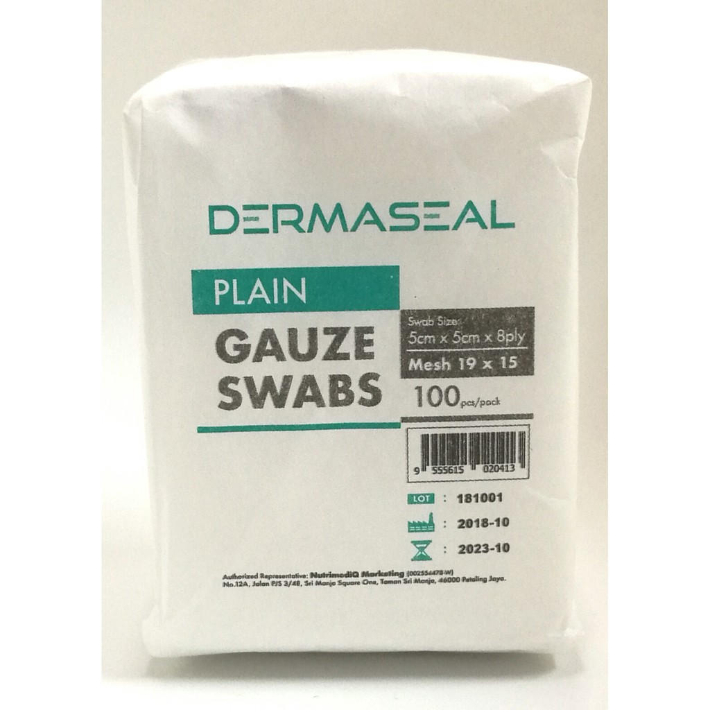 Dermaseal Plain Gauze Swabs 8 Ply (100's) [5cmx5cm, 7.5cmx7.5cm ...