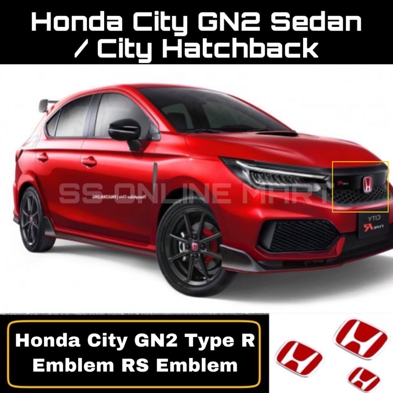 Front And Rear Emblem Honda City GN2 Type-R Car Emblem Logo Red ...